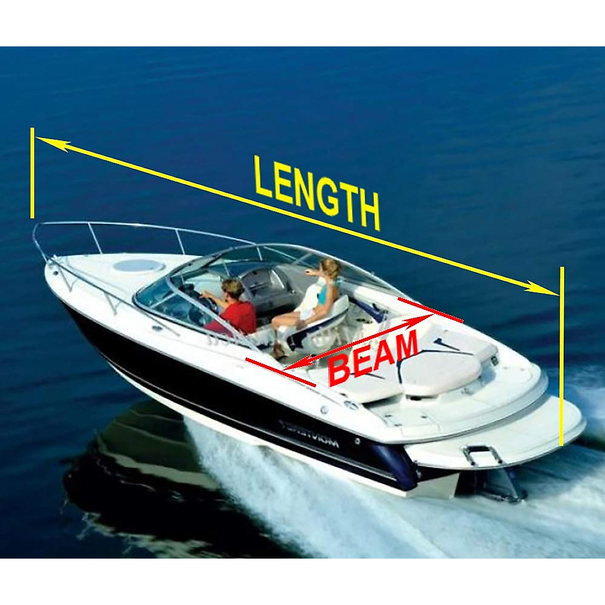GEARFLAG Trailerable Boat Cover 600D Heavy Duty Waterproof Marine Grade UV Resistant fits V-hull Tri-hull Boat Reinforced windproof side straps (14'-16' Long, 600D, Beam Width to 90")