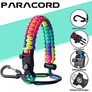 64OZ Insulated Water-Bottle with Paracord-Handle - Half Gallon Water Bottle Jug with Straw & Spout Lids, Bottle Sleeve & Boot, Keep Cold-48h Hot-24h for Fitness Outdoor Camping Hunting, Hiking