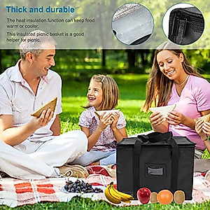CUBTOL Large Camping Warmer for Transport Jumbo Carrier Reusable Travel Portable Restaurant Beverage Black Insulated Shopping Soft Grocery and Collapsible Picnic Lunch Tote Food Bag