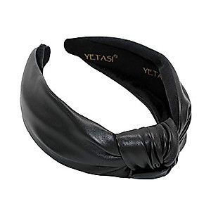 YETASI Headbands for Women Black Trendy Head bands for Women's Hair Leather Knotted Headband for Women is a Top Knot Womens Headbands Fashion Designer