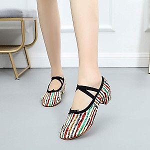 JUODVMP Women's Latin Dance Shoes Professional Practice Teachers Dance Shoes Ballroom Ballet Performance Shoes,Model JSCT,Green,9 US