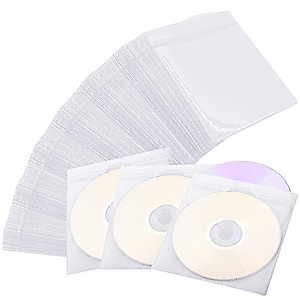 600PCS CD DVD Sleeves, FULANDL Premium CD Double-Sided Refill Plastic Sleeve for CD and DVD Storage Binders (White)