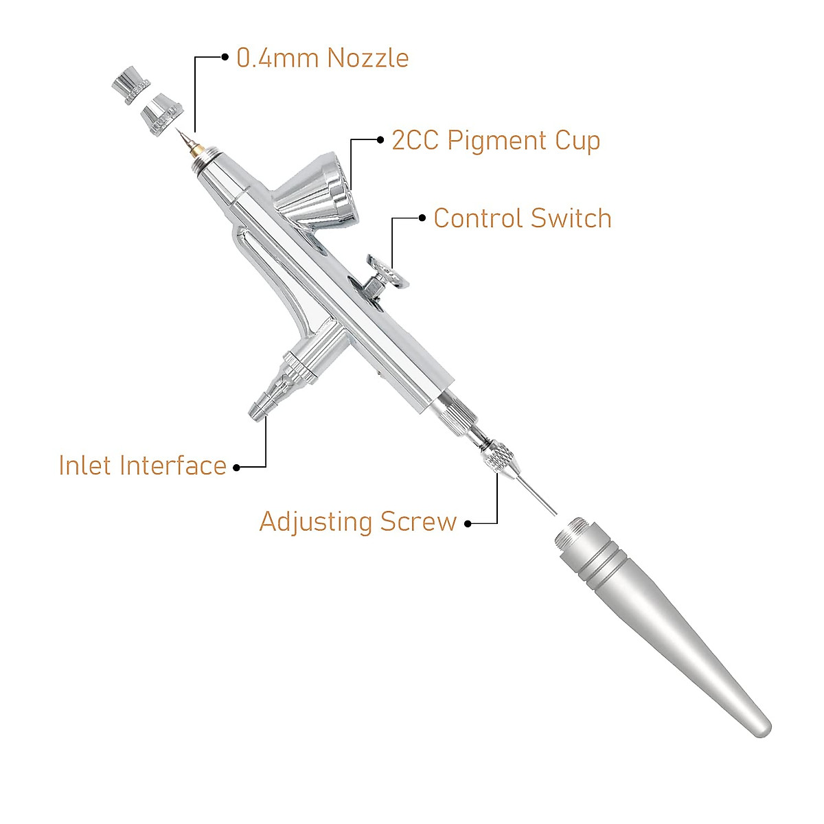 Airbrush Makeup Set Pinkiou Air Brush Kit for Face Paint with Mini Compressor 0.4mm Needle and Nozzle Nail Body Paint SP16 (RED)