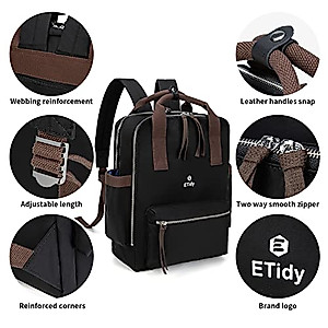 ETidy Nylon Casual Daypack Large Capacity Lightweight Waterpoorf Anti-theft Laptop Backpack For School, Work,Travel (Black)