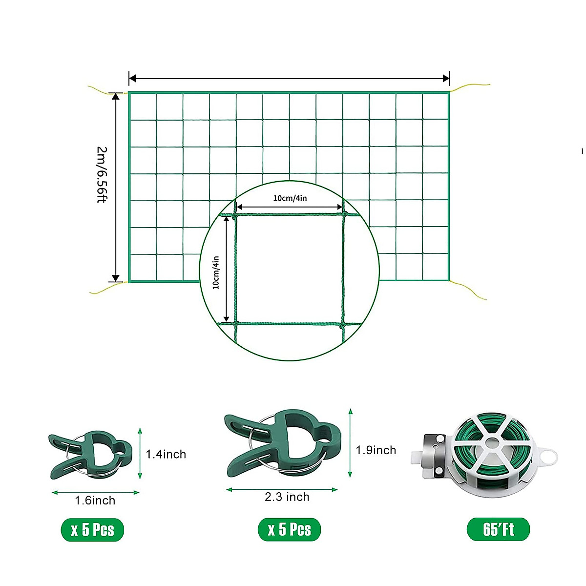 HOECMRHP Trellis Netting, Heavy-Duty Garden Grow Netting for Climbing Plants, Outdoor Indoor Net for Cucumber, Tomatoes, Beans, Clematis, Fruits & Vegetables, Climbing Vining Plants (8.2' x 6.6'Ft)
