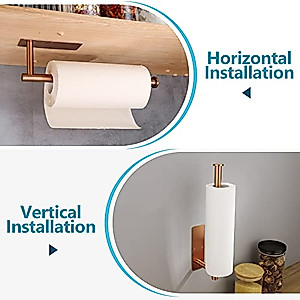 Paper Towel Holder-Paper Towel Holder Under Cabinet Wall Mounted Magnetic Paper Kitchen Towel Holder SUS304 Stainless Steel 13inch Rose Gold Paper Towel Holder for Bathroom Vanity Storage Organzier