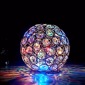Zipdiz Crystal Ball - Crystal Led Light - Christmas Table Decor - Gold Orbs Decorative Balls - Lighted Christmas Ball - Led Light Christmas Decoration Indoor Use (5" Multicolor, Gold)