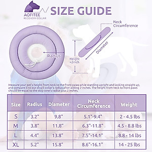 AOFITEE Dog Cone Collar Soft, Protective Dog Recovery Collar Pet Neck Donut E-Collar After Surgery, Comfy Water-Resistant Adjustable Elizabethan Collar for Cats Small Medium Dogs, Anti Licking