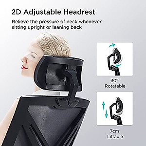 Hbada Ergonomic Office Chair High Back Desk Chair Recliner Chair with Lumbar Support Height Adjustable Seat, Headrest- Breathable Mesh Back Soft Foam Seat Cushion with Footrest, Black