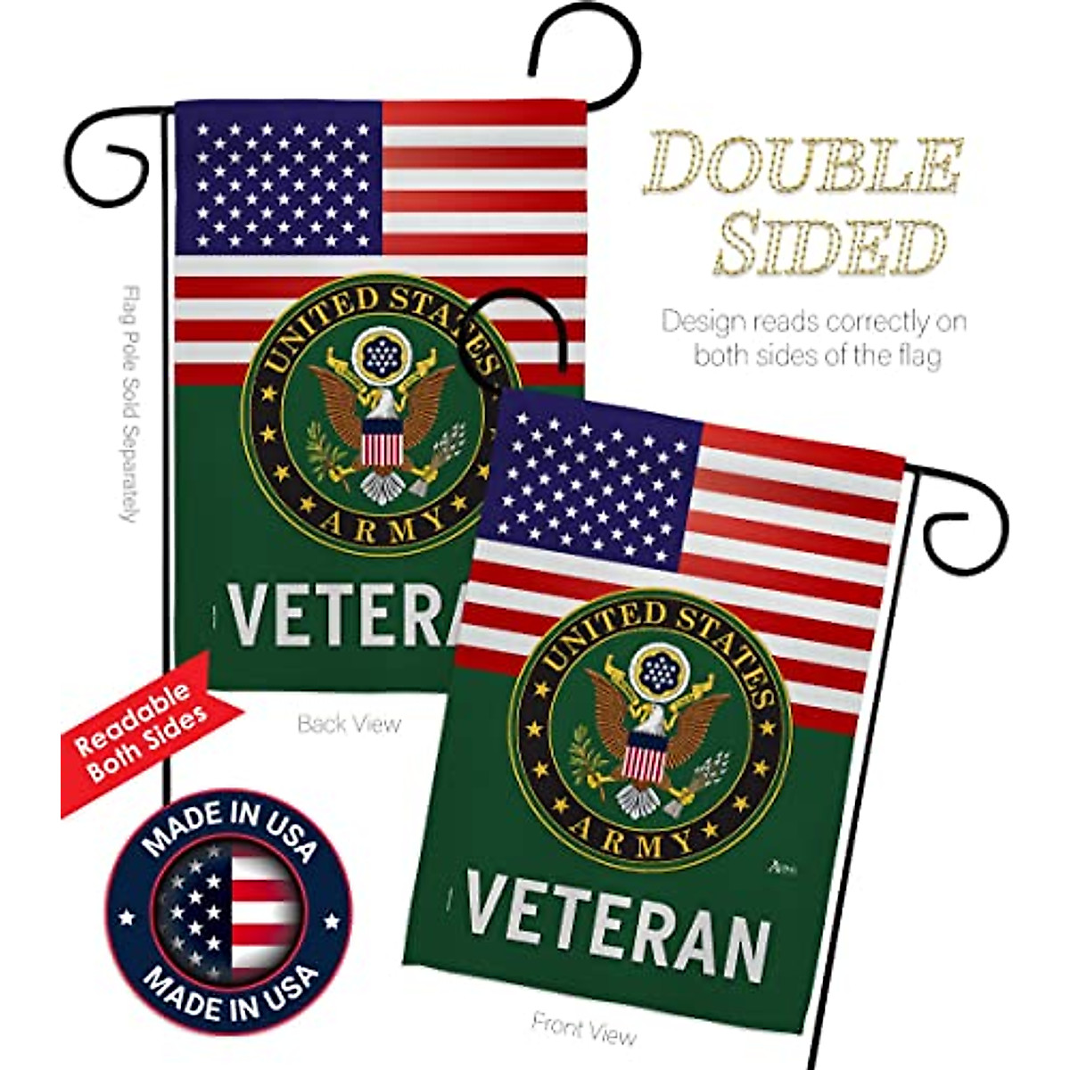 Americana Home & Garden US Army Veteran Garden Flag Armed Forces Rangers United State American Military Retire Official House Decoration Banner Small Yard Gift Double-Sided, Thick Fabric, Made in USA