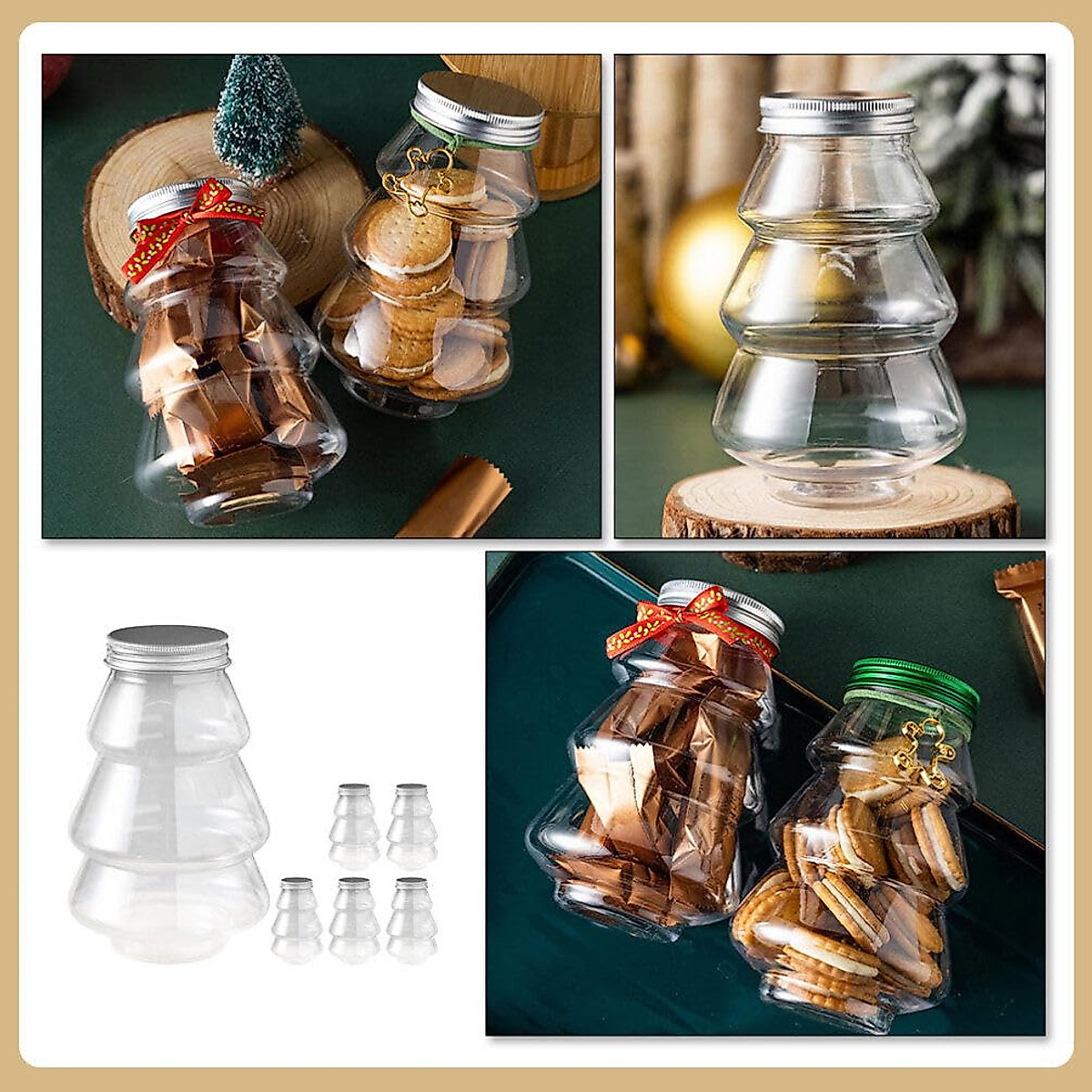 Alipis 6pcs Box Snack Candy Box Tress Shape Bottle Christmas Candy Bottles Chocolate Jar Cookie Bottle Christmas Tree Decorations Xmas Candy Holder Child Snack Box Plastic Tree Shape