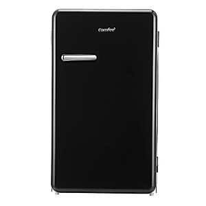 COMFEE 3.3 Cubic Feet Solo Series Retro Refrigerator Sleek Appearance HIPS Interior [Black] & Silonn Ice Makers Countertop, 9 Cubes Ready in 6 Mins, 26lbs in 24Hrs, Self-Cleaning Ice Machine