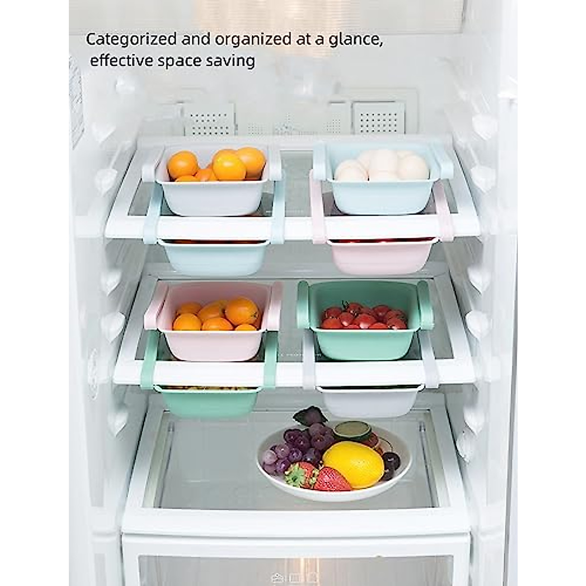 Rectangular Lazy Susan for Refrigerator，3 Pack Kitchen/Fridge Organizers and Storage for Cabinet, Table, Pantry, Kitchen, Countertop（16.5 * 15.5 * 6.5cm） (Pink)