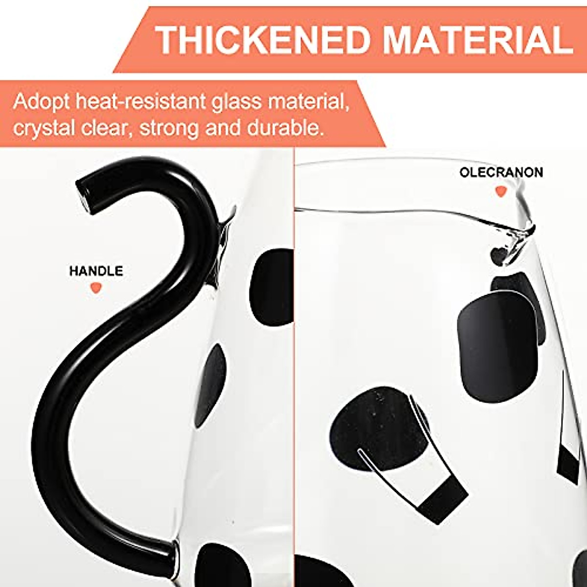 1 Set Glass Carafe Pitcher with Glass Mug Cute Cow Glass Tea Pitcher Kettle Milk Jug Night Water Carafe for Midnight Drink Home Office Hotel 550ml