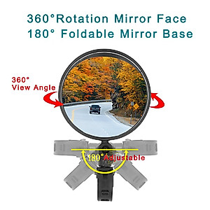 QYMOTO Go Kart Mirrors Side Rear View Mirror for Coleman KT196, Trail Master,Universal fit 1/2''-1.37'' Diameter Handle bar, 2pcs Left and Right Adjustable 360 Degree Rotatable Convex Mirrors