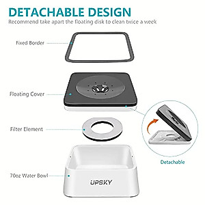 UPSKY Dog Water Bowl Upgrade 70oz Large Capacity Dog Bowl No Spill Dog Slow Water Feeder Vehicle Carried 2L Pet Water Dispenser Travel Water Bowl for Dogs, Cats