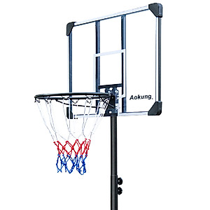 aokung Portable Basketball Hoop Stand w/Wheels for Kids Youth Adjustable Height 5.4ft - 7ft Use for Indoor Outdoor and Poor Basketball Goals Play Set