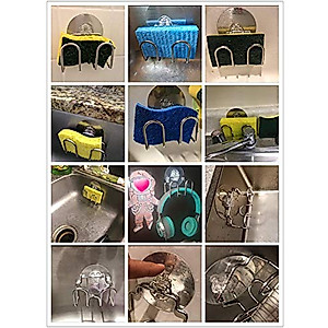 Sponge Holder for Kitchen Sink Bogeer Adhesive Sink Sponge Holder, Quick Drying, Reusable Adhesive, 304 Stainless Steel