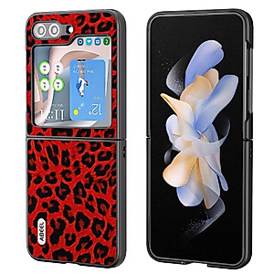 Phone Case Case Compatible with Samsung Galaxy Z Flip 3 5G,Leopard Spots Slim Thin Hard PC Shock Absorption Full Protective Rugged Cove for Galaxy Z Flip 3 5G Phone Cover (Color : Vermelho)