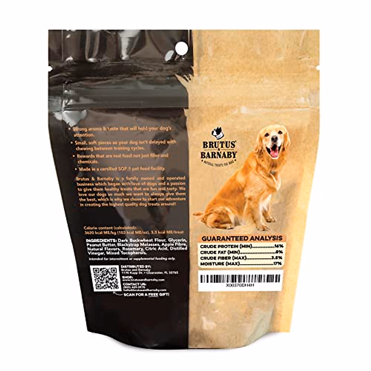 BRUTUS & BARNABY Training Treats for Dogs - Peanut Butter & Apple - All-Natural Healthy Low Calorie Vegan Treat - Great to Use for Rewards in Training Your Puppy Or Dog
