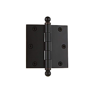 Prime-Line E 2495 Mortise Keyed Lock Set with Knob, Classic Bronze, 3.5" Ball Tips Residential Square Corners Door Hinge, Ideal for Replacing Broken Antique Lock Sets