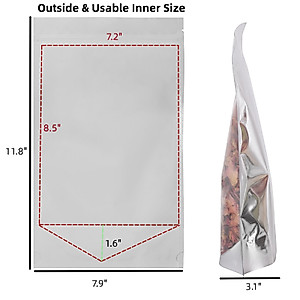 Tecbeauty 100Pcs Stand Up Pouches, Resealable Bags with Window, Plastic Ziplock Coffee Bag, Food Storage Snack Treat Bag, 7.9 x 11.8 inch