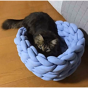 clootess Arm Knitting Yarn Chunky Braid Cotton Yarn for Handmade DIY Throw Blanket Pet Bed,Machine Washable Blue 8 lbs