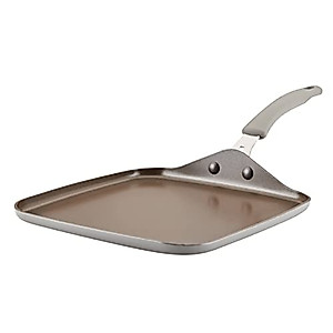 Rachael Ray Cook + Create Nonstick Stovetop Griddle/Grill Pan, Square, 11 Inch, Gray