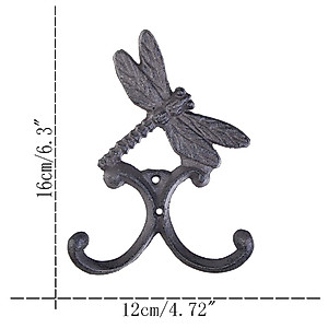 Haidong Cute Animal Iron Hook Cast Iron Wall Iron Hook Decorative Hook Clothes and Caps Hook Room Balcony Bedroom Office Wall Hanging Piece (Dragonfly)