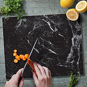 CounterArt Black Marble Design 3mm Heat Tolerant Tempered Glass Cutting Board 15” x 12” Manufactured in the USA Dishwasher Safe