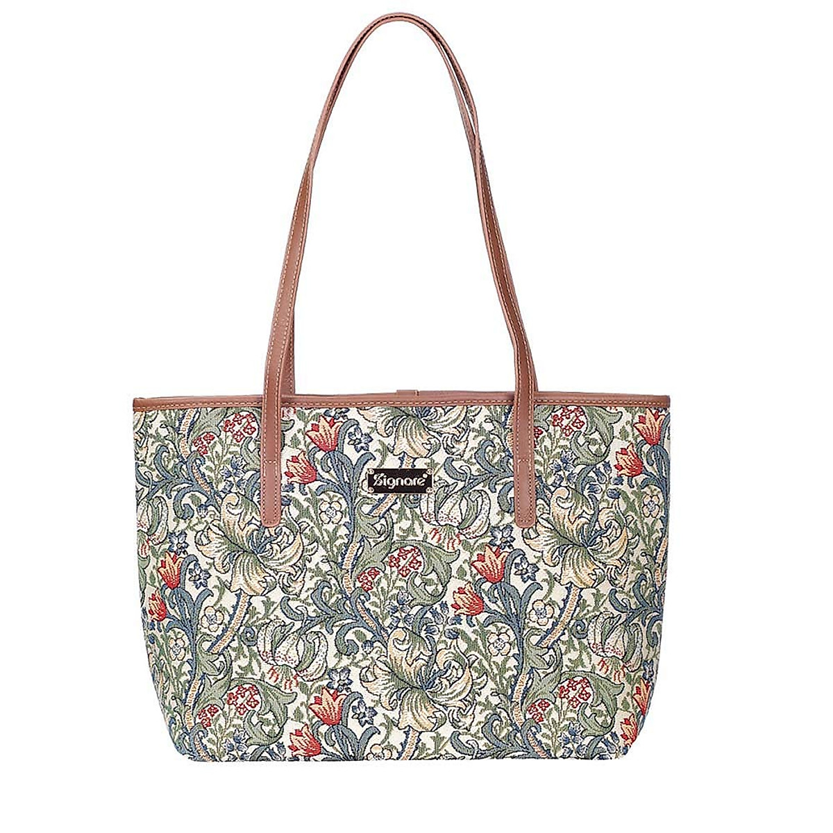 Signare Tapestry Shoulder Bag for Woman Travel or Work Tote Bags for Women In William Morris Golden Lily Design|COLL-GLILY
