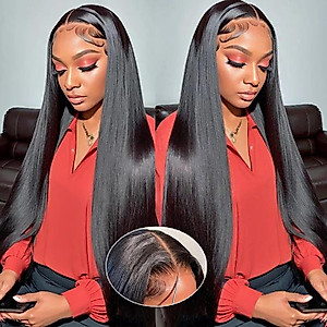 CHEETAHBEAUTY Straight Glueless Wigs Human Hair Pre Plucked 5x5 HD Lace Closure Wigs Human Hair for Black Women Pre Cut Lace for Beginners With Baby Hair 220% Density(18inch)