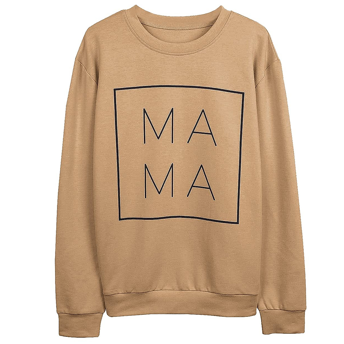 EGELEXY Mama Sweatshirt Women Funny Letter Print Mom Life Blouse Tops Casual Long Sleeve Pullover Tees (Apricot, Large)