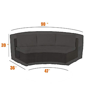 Yolaka Outdoor Furniture Covers Patio Sectional Curved Couch Protector Black Waterproof 90x36x39 Inches for Half-Moon Sofa Sets
