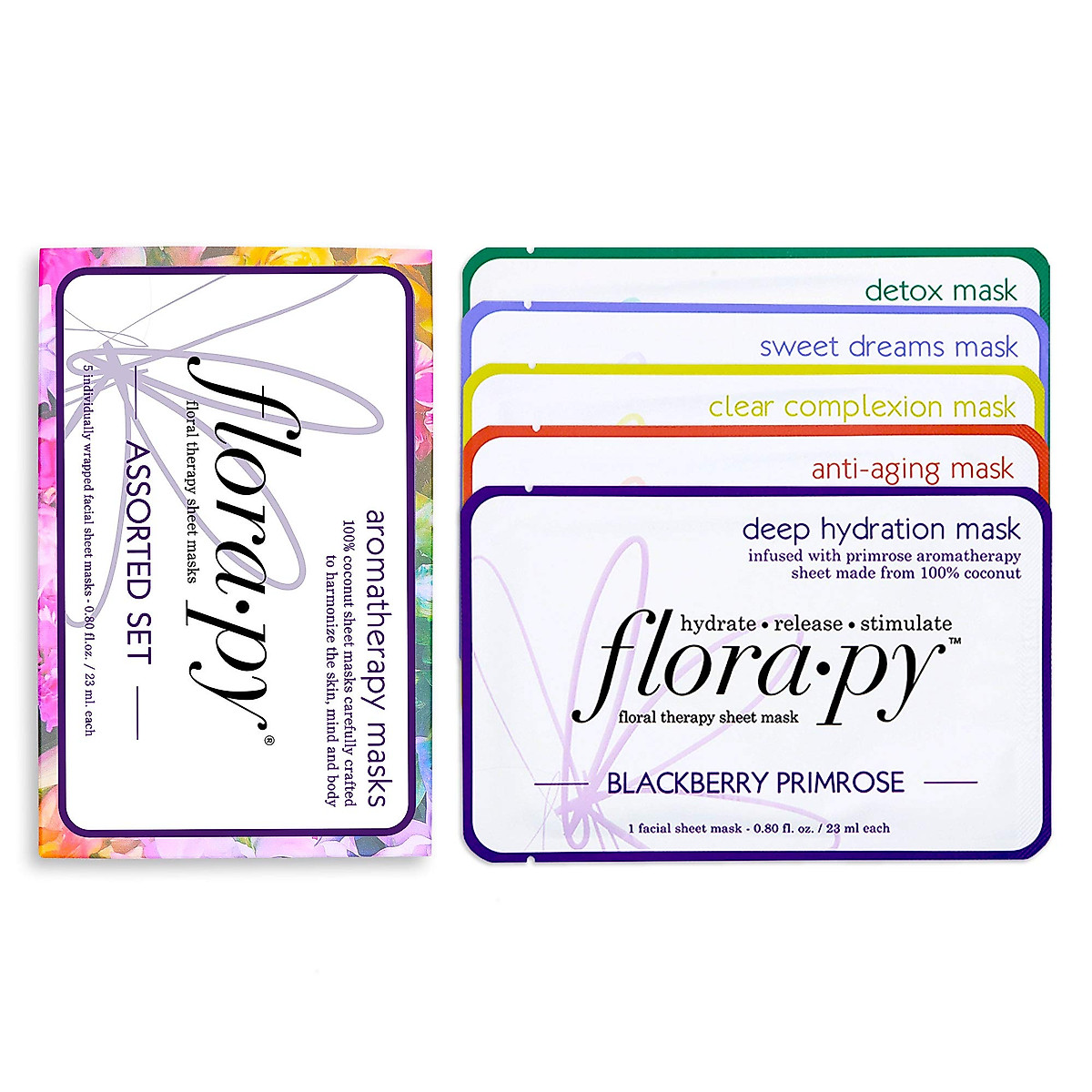 Florapy Beauty Assorted Sheet Mask Set, 5 Count