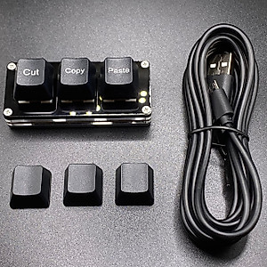 BTXETUEL Mini 3-Key Cut Copy Paste Keyboard Ctrl X C V Shortcut One Handed Keyboard RGB Macro Pad Gaming Mechanical Keyboard OSU Keypad Programmable Keyboard for Working and Gaming. (Black)