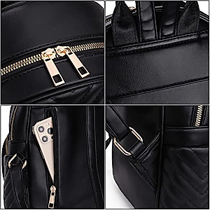 UTO Backpack Purse for Women Quilted Leather Vegan Small Girls Daypack Travel Shoulder Bag Fashion Ladies Satchel