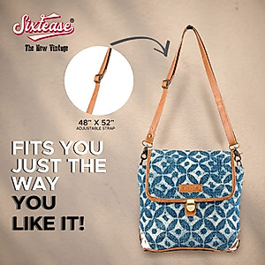 SIXTEASE Womens Shoulder Bag Vintage Style Shoulder Bags for Women - Made with Genuine Leather, Upcycled Canvas, or Hair On - Handmade, Adjustable Strap, Brass and Zinc Hardware - Legacie