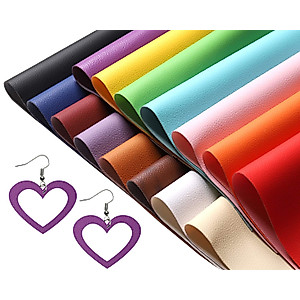 Picheng Solid PU Synthetic Faux Leather Sheets 15pcs/Set 8.2" x 11.8"Soft Leather Fabric Sheets Suitable for Making Bows, Leather Earrings, Hair Accessories DIY Projects (15 Colors)