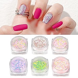 YLSZHY 6 Colors Nail Art Glitter Wool Powder,Nail Powder Set,DIY Nail Art Pigment Powder Glitter Dust Kit for for Nail DIY Crafts Tips Decoration