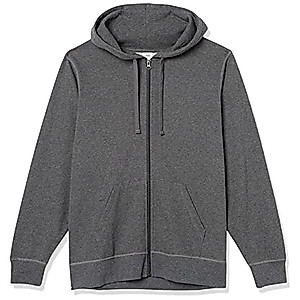 Amazon Essentials Women's French Terry Fleece Full-Zip Hoodie (Available in Plus Size), Dark Grey Heather, Large