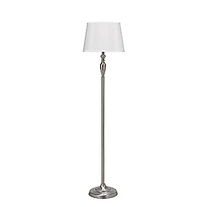 Catalina 21415-000 Transitional 3-Piece Metal Floor & Table Lamp Set with Linen Shades, 59" and 24", Brushed Nickel