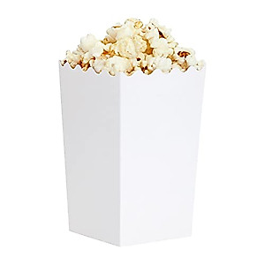 100 Pack White Popcorn Boxes for Party, Bulk Paper Treat Containers for Movie Night Decorations (3.3 x 5.5 x 3.5 in)