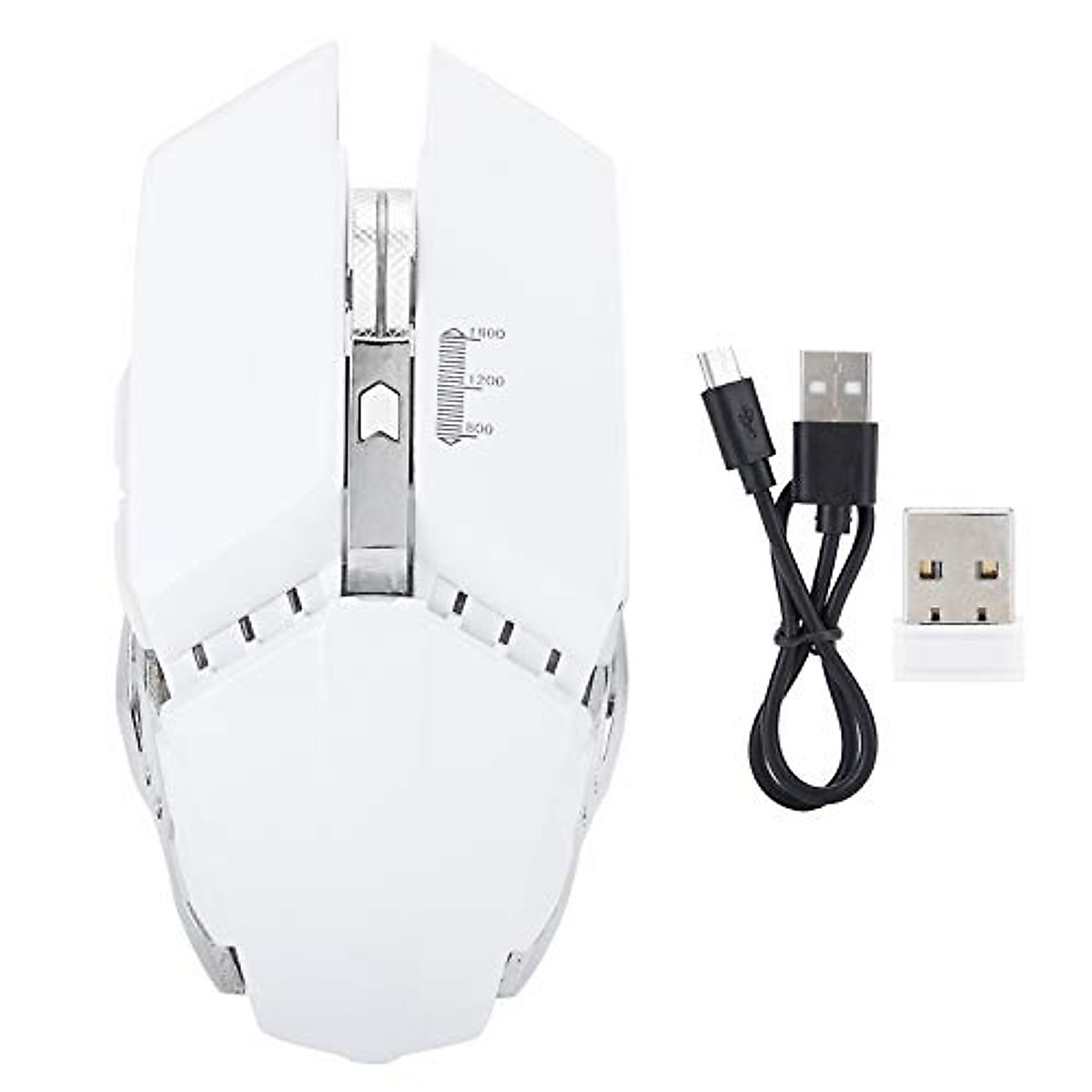 Kafuty-1 Wireless Gaming Mouse,Rechargeable USB Optical Mouse with 6 Buttons,7-Color LED Ergonomic Computer Gaming Mice,Adjustable DPI for Game Players(#3)