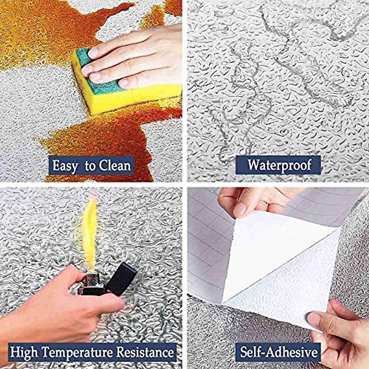 Kitchen Backsplash Wallpaper Aluminum Foil Wall Sticker(15.7×118.1inch)