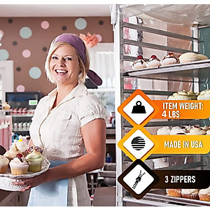 Laundry bags online High quality Long-lasting use Durable Clear Vinyl COVER, Bakery Food Pan Sheet Rack Transparent COVER with 3 Zippers. Made in USA. (23" W x 28" L x 33" H)