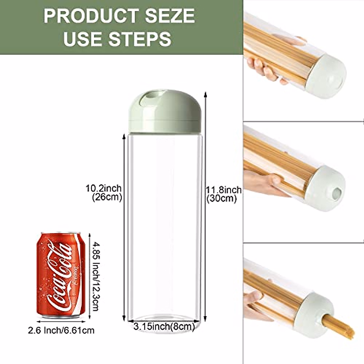 YUPHOO Spaghetti Container Storage 2 Packed Glass Pasta Jars Straw Holder Noodle Storage Containers for Pantry Counter with Lid