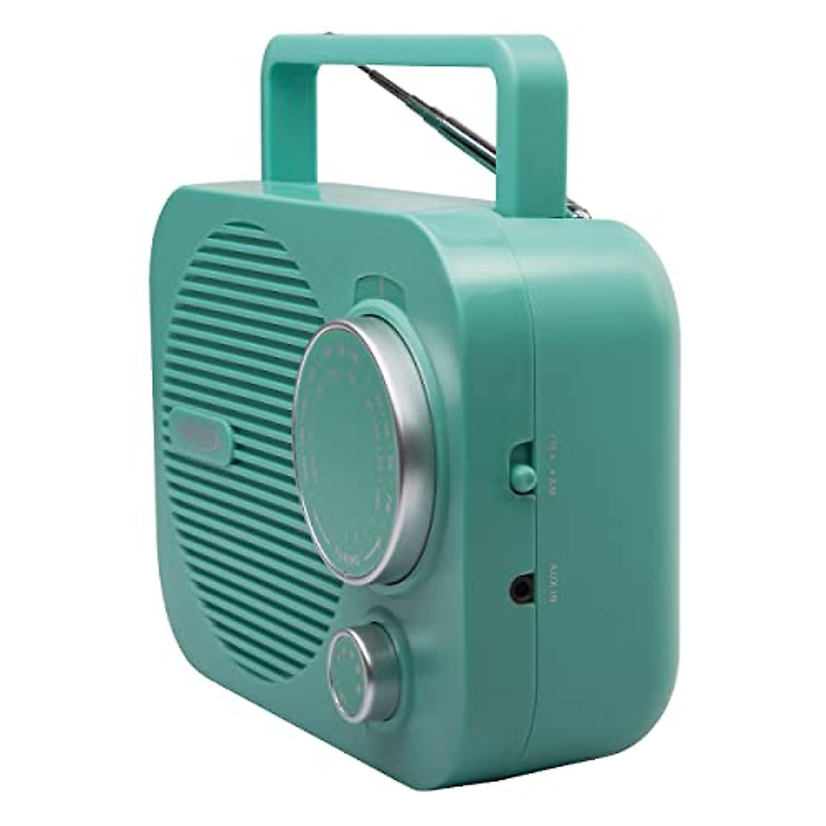 Jensen MR-550 Teal Modern Portable AM/FM Radio, Vintage Retro Rotary Dial with Built in Speakers + Aux Line-in, Power Plug or 4 x ‘C’ Batteries - (Limited Edition)