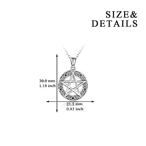 YFN Pentacle Necklace Sterling Silver Pentagram Pentacle Pendant Necklace Wiccan Jewelry for Women Men