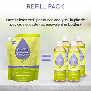Puracy Baby Shampoo & Body Wash for Children - Pure Ingredients with 12 Fruit & Vegetable Extracts for Silky Smooth Skin, Gentle Lavender Chamomile Aroma, Baby Shampoo, Baby Body Wash 12 Oz (2-Pk)